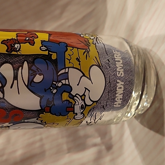 Kitchen | Vintage Handy Smurf 1983 Smurfs Hardees Collectors Glass ...